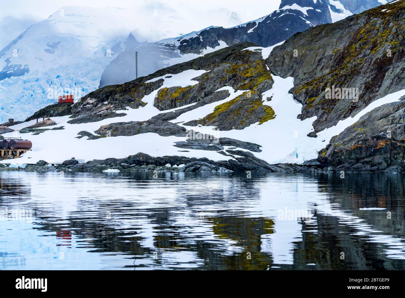 Snowing Argentine Almirante Brown Station Blue Glacier Mountain ...