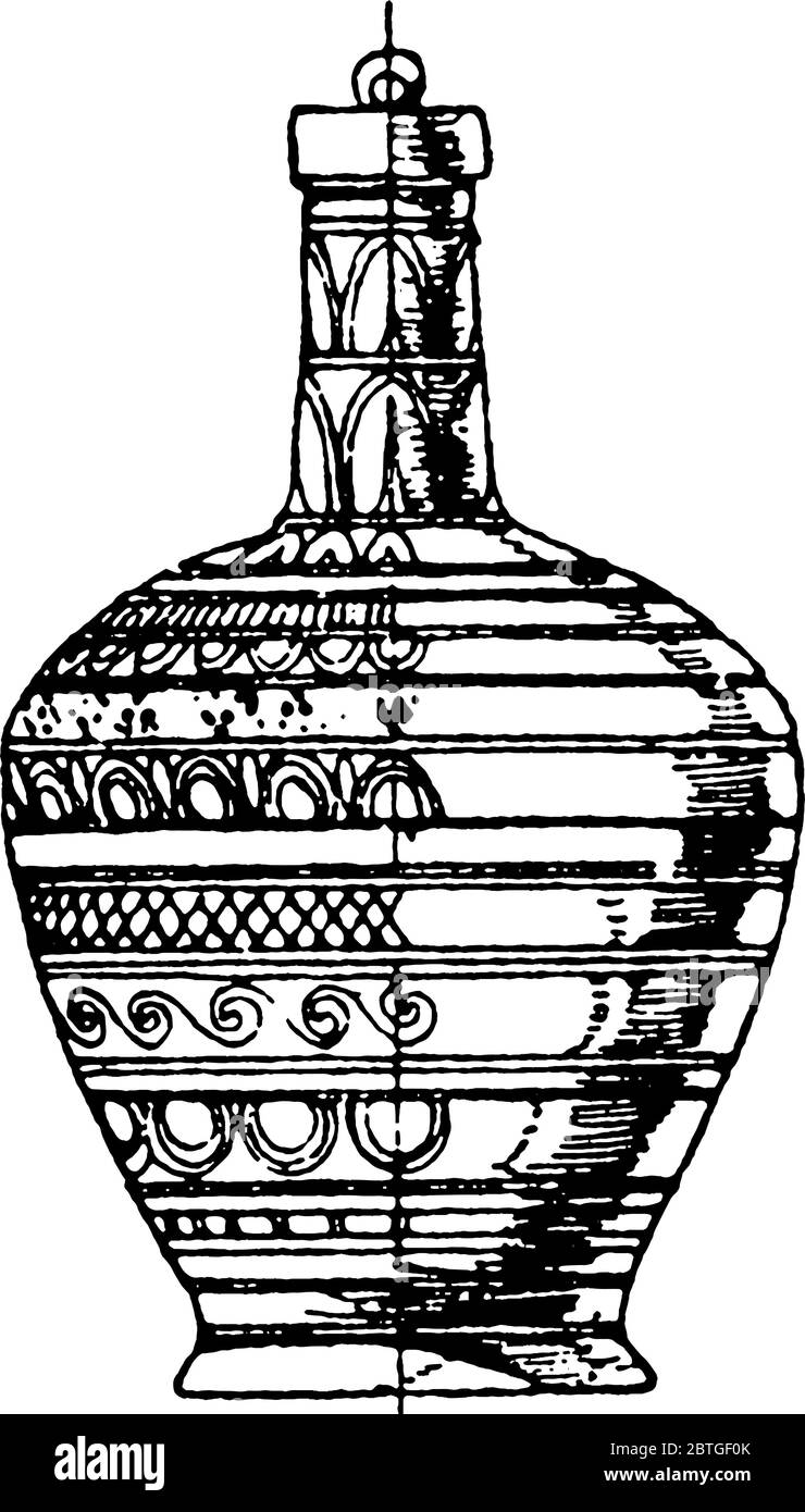 This Antique Bottle is made out of hammered bronze with round body and ...