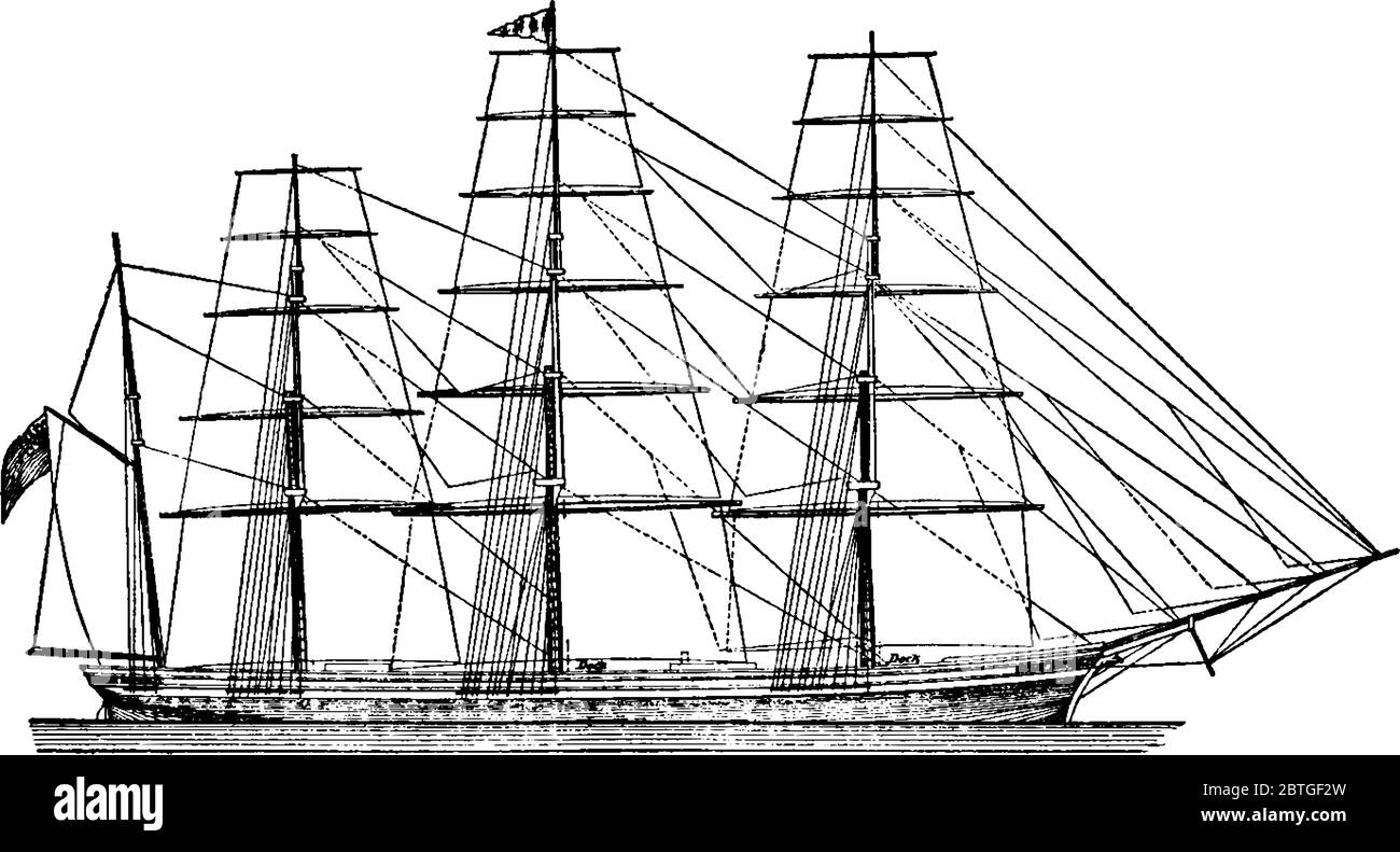 Image of a sail boat of 19th century which were used to carry goods ...