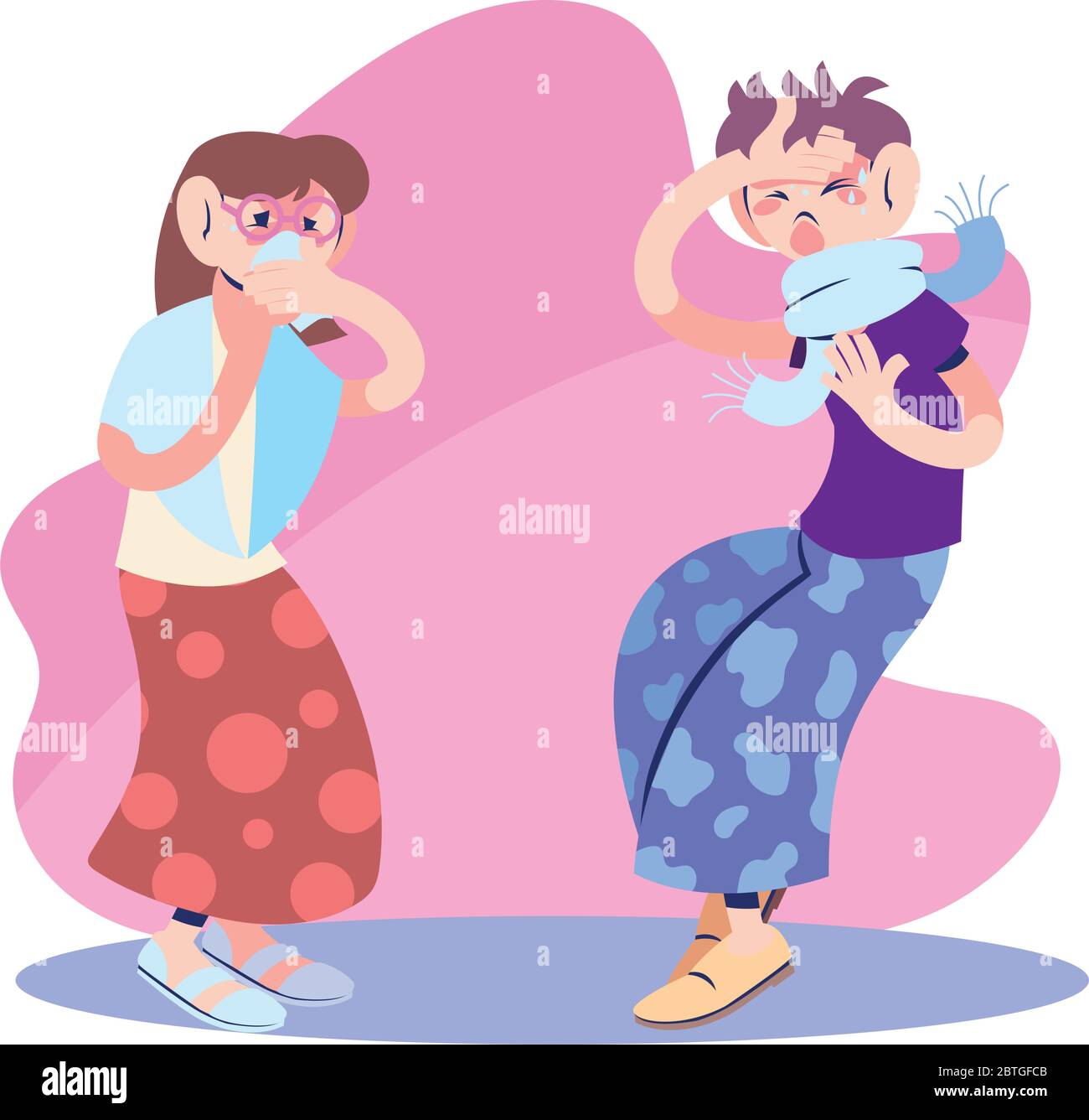 couple young with virus symptoms vector illustration design Stock ...