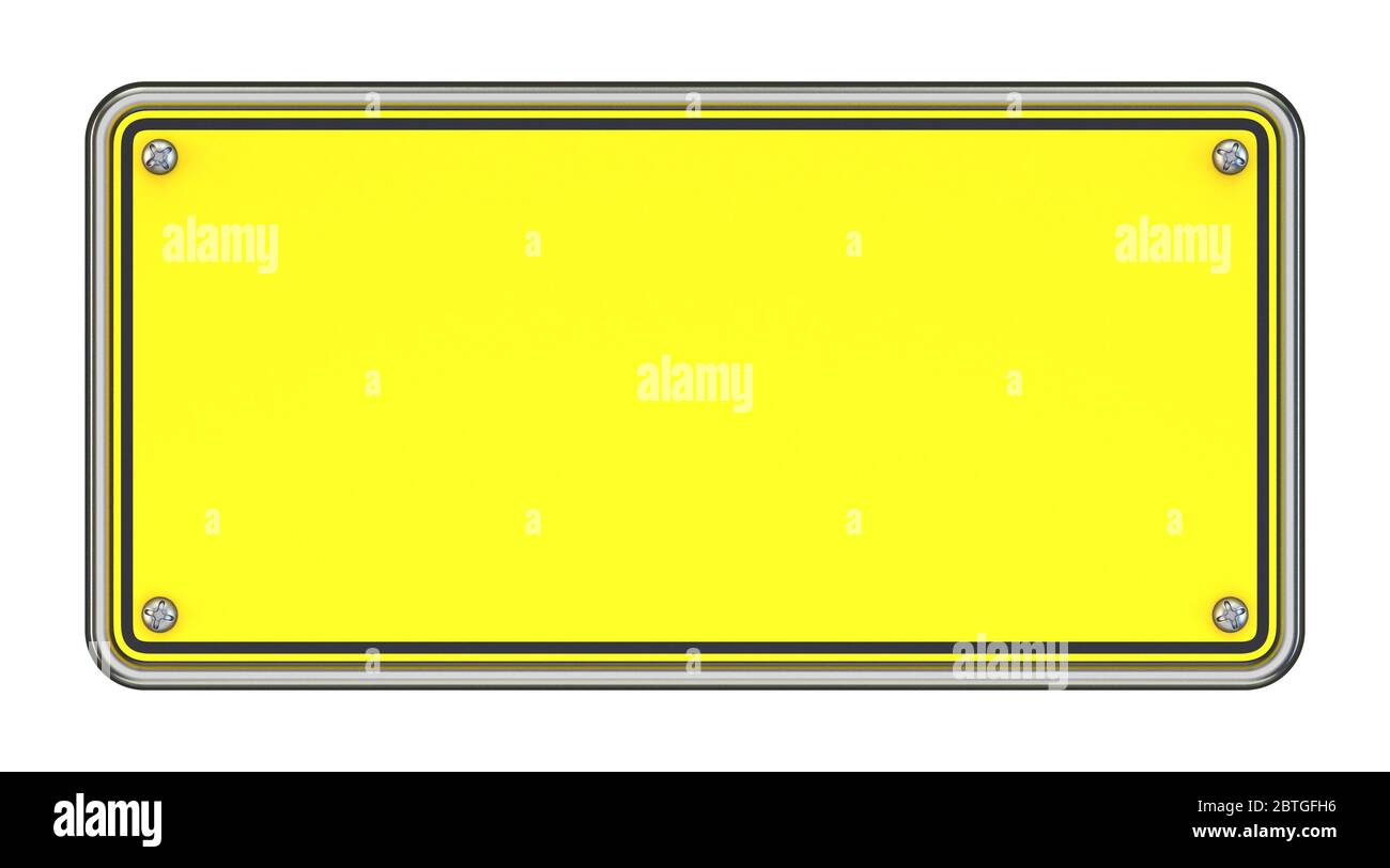 Yellow blank sign 3D render illustration isolated on white background ...