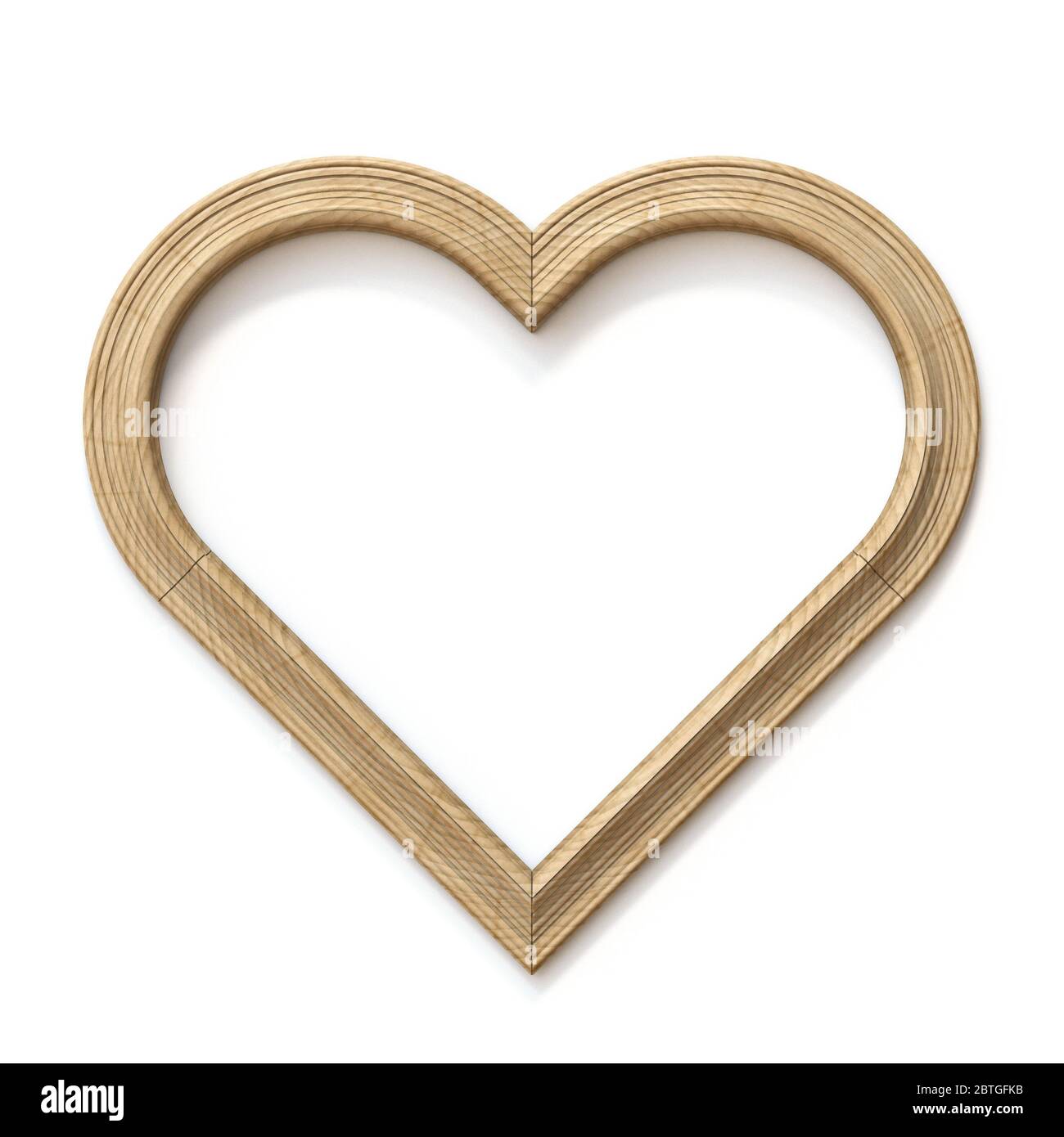 Wooden heart shaped picture frame 3D render illustration isolated on ...