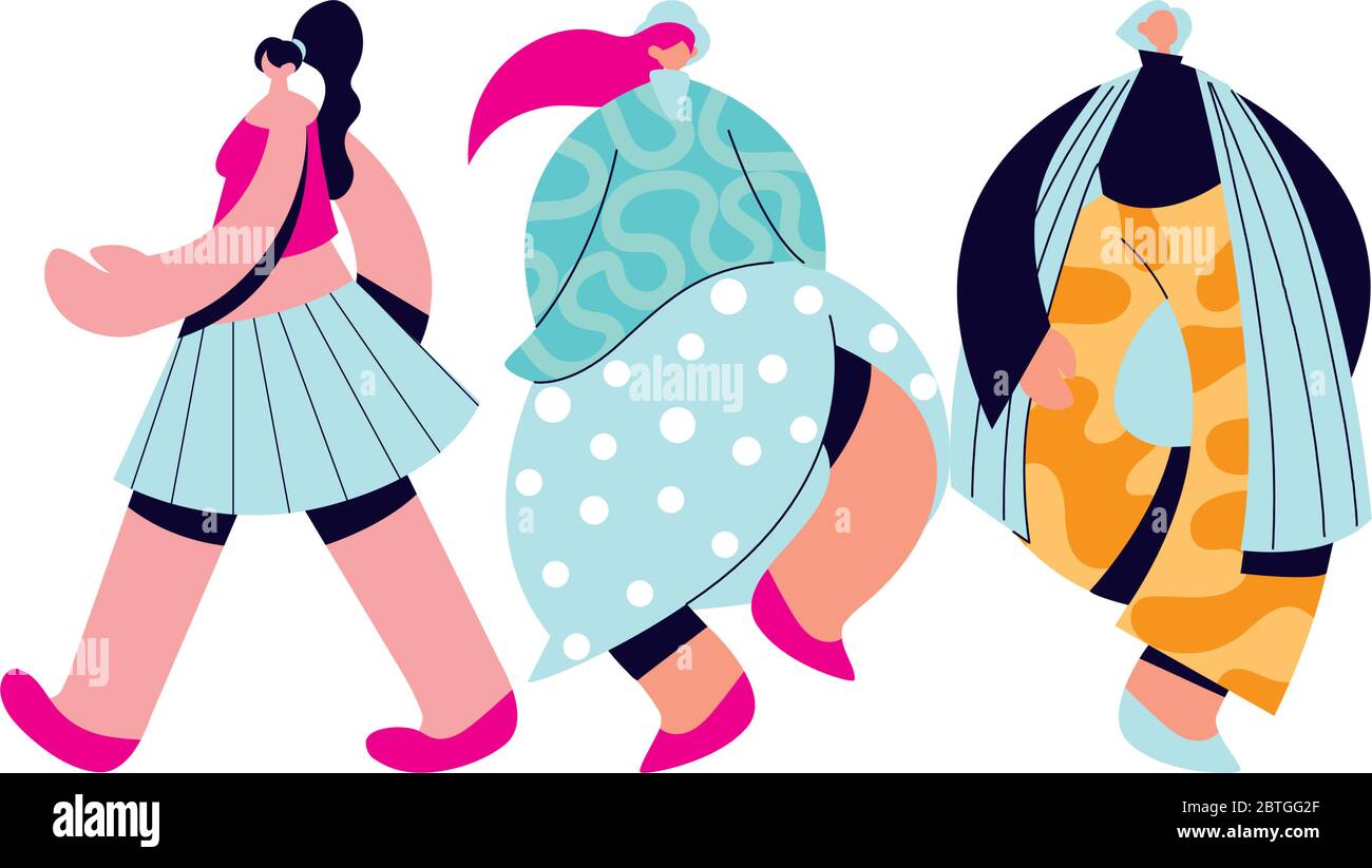 Urban women cartoons with casual cloth design, girl female person ...