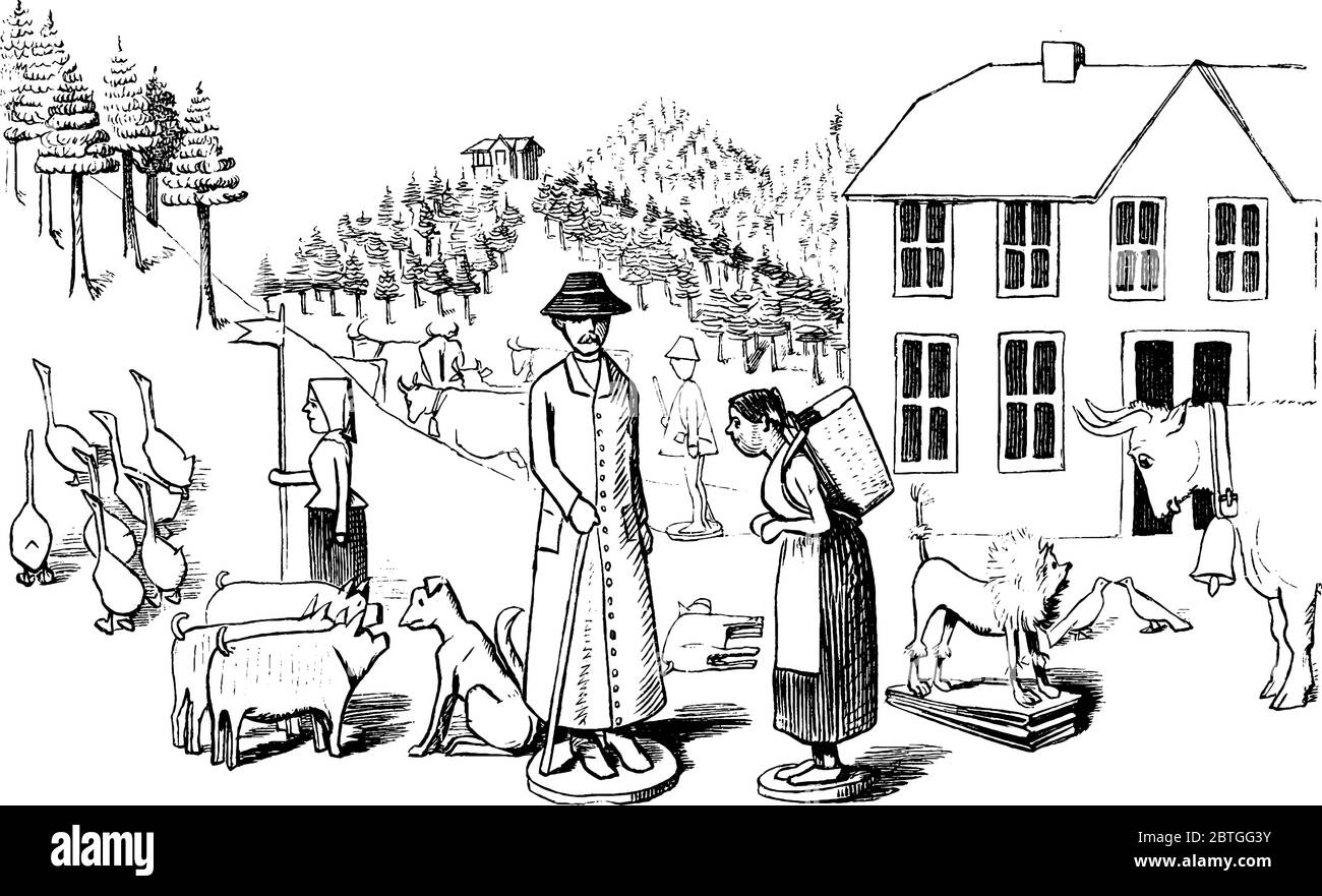 Engraved farm animals Cut Out Stock Images & Pictures - Alamy