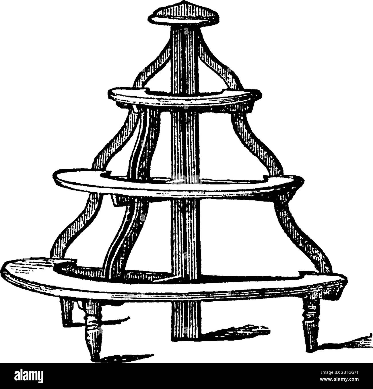 Stand made of wood used as plant stand, vintage line drawing or ...