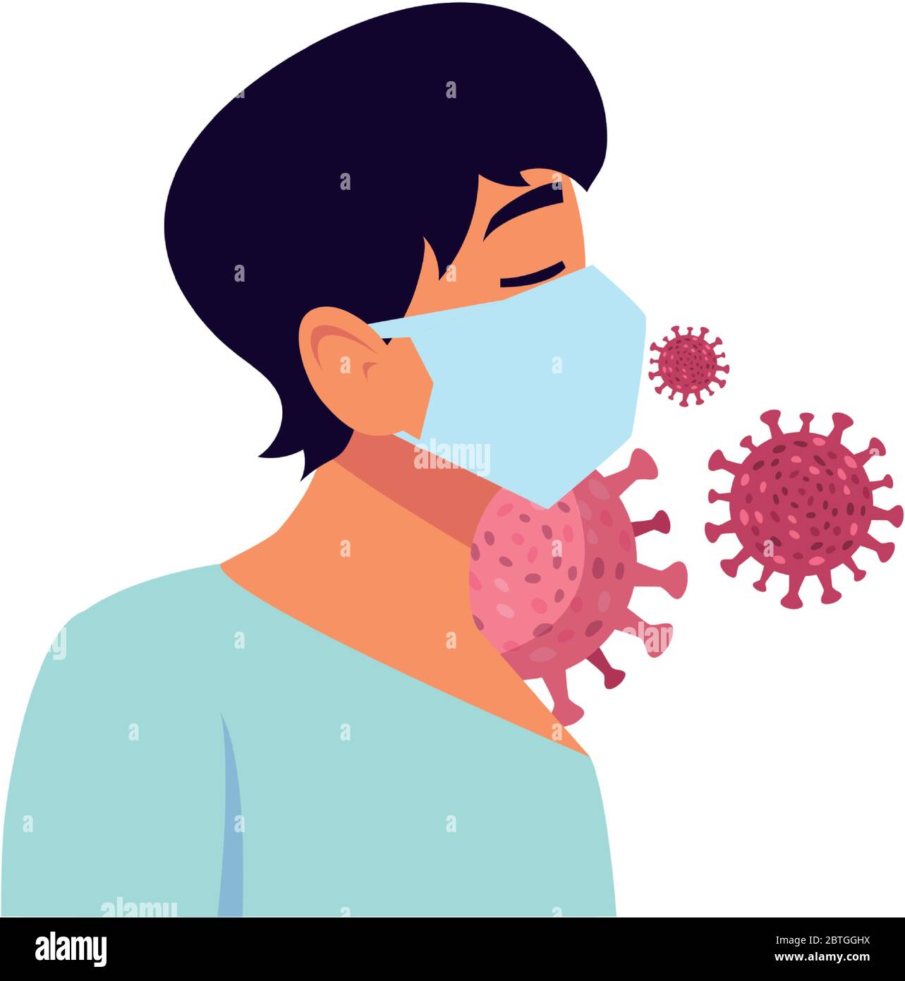 Man with mask design of Medical care and covid 19 virus theme Vector ...
