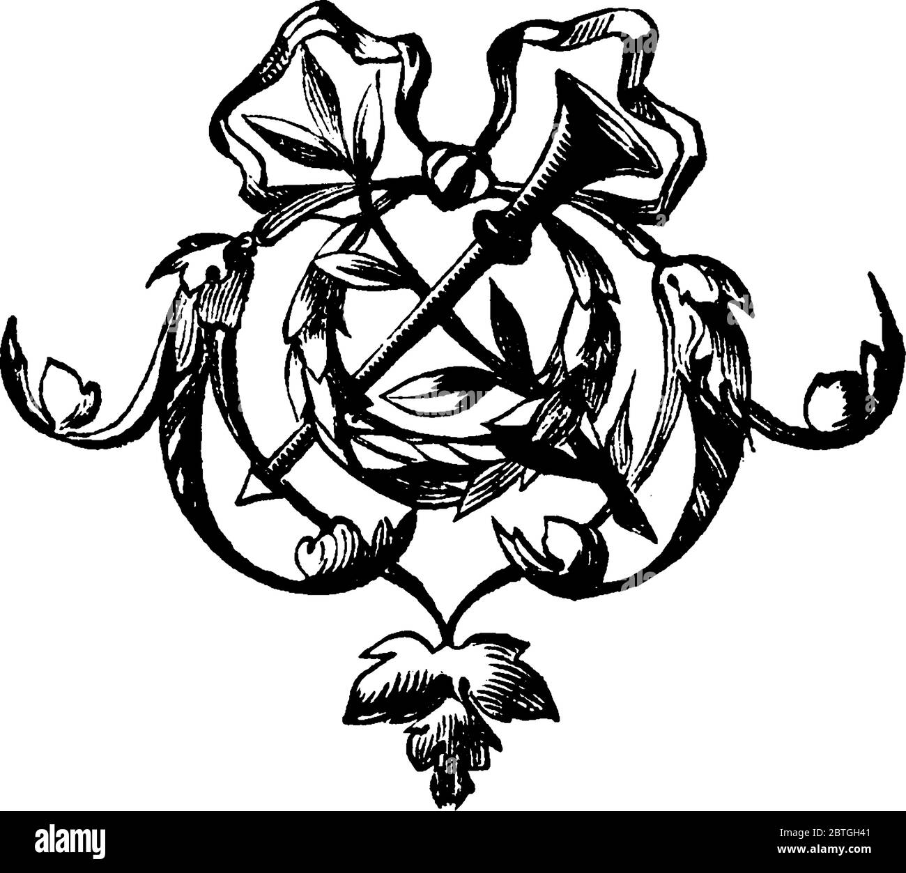 A doodad with horn and repeated patterns and fancy designs, vintage ...