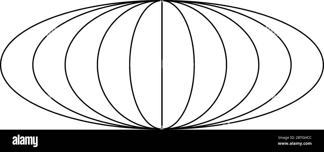 Five Concentric Ellipses with vertical line in center. The major axis ...