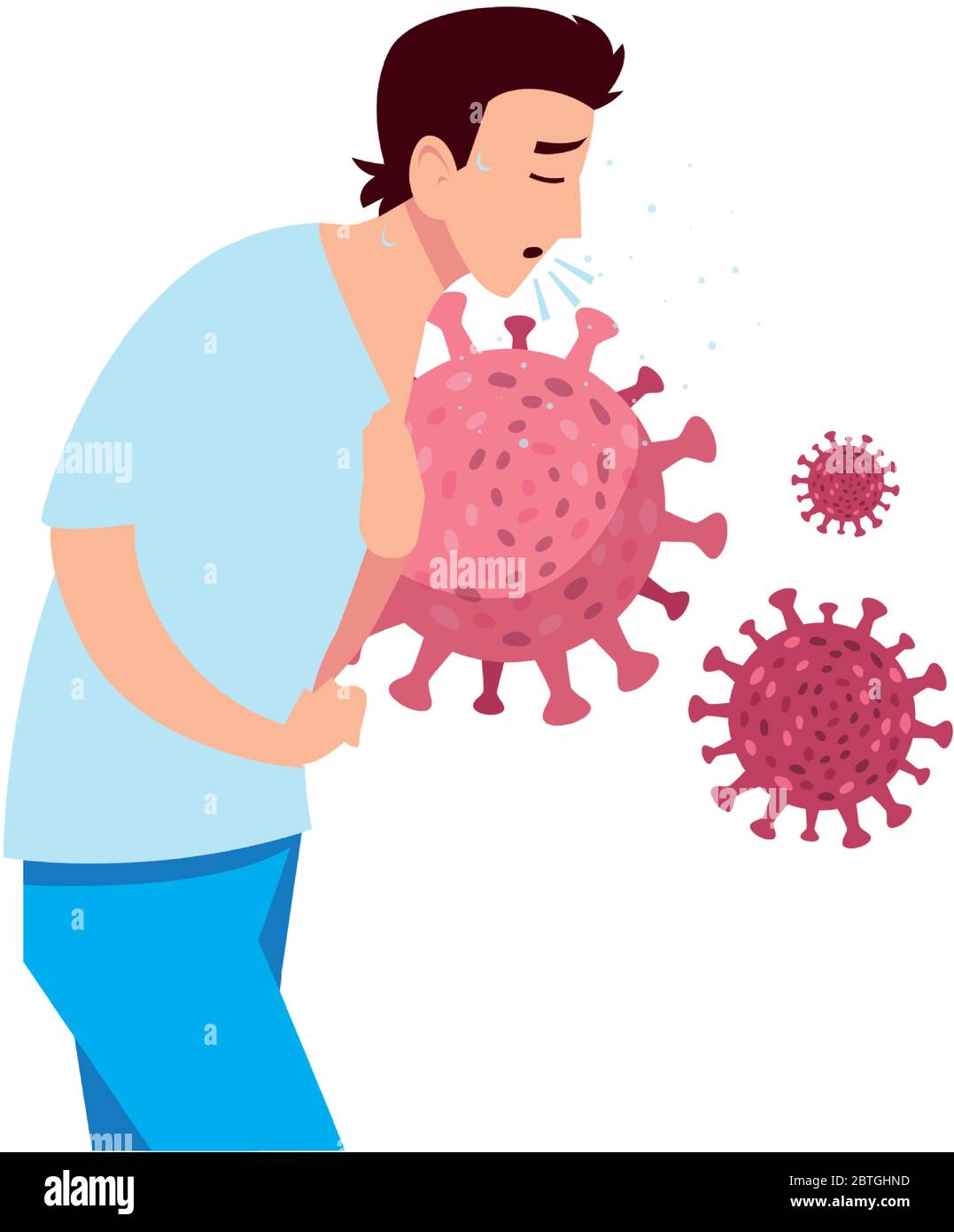 Man with dry cough feeling sick design of Medical care and covid 19 ...