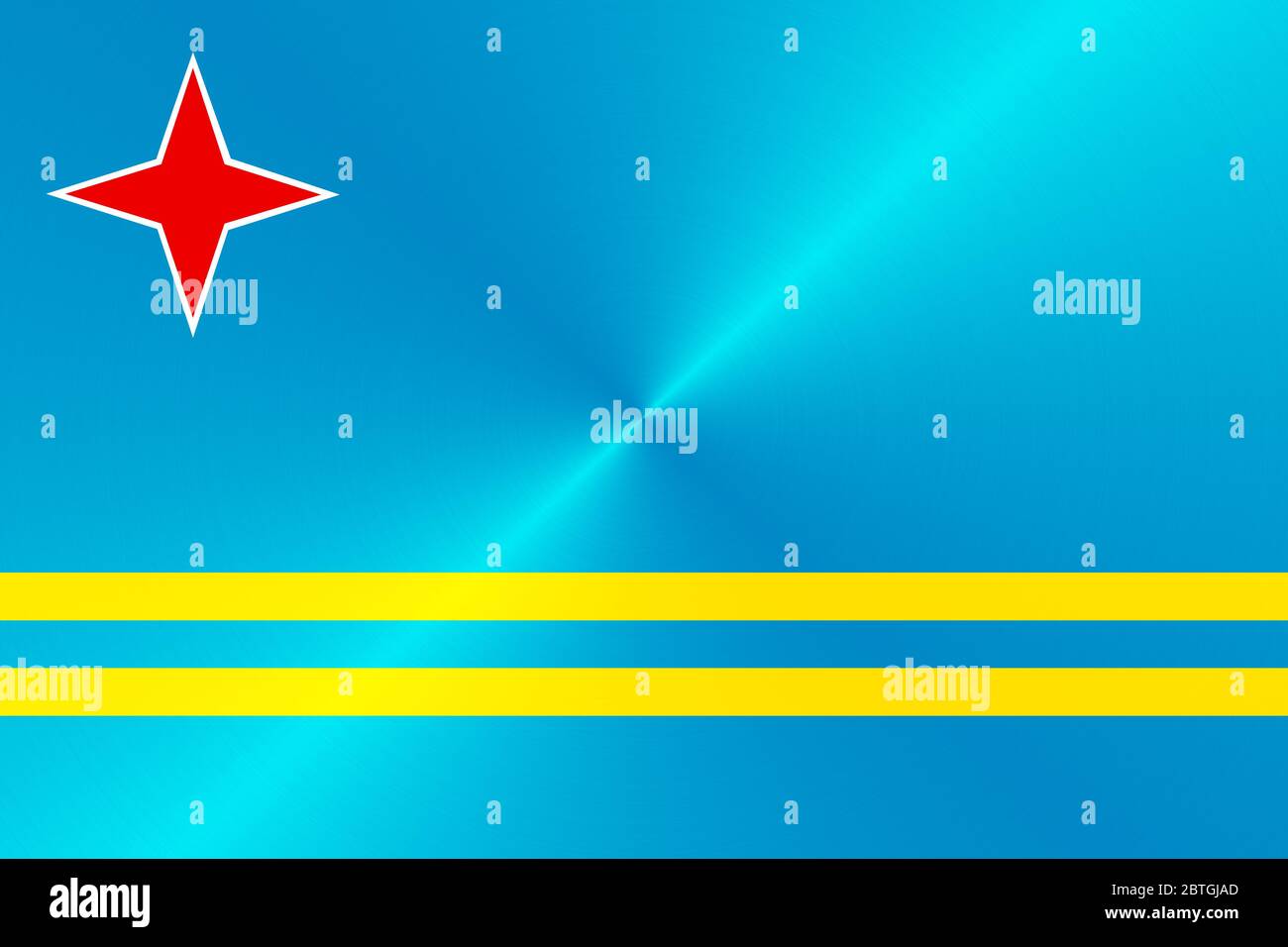 Flag of Aruba in traditional colors and proportion. Metal texture. 3D ...