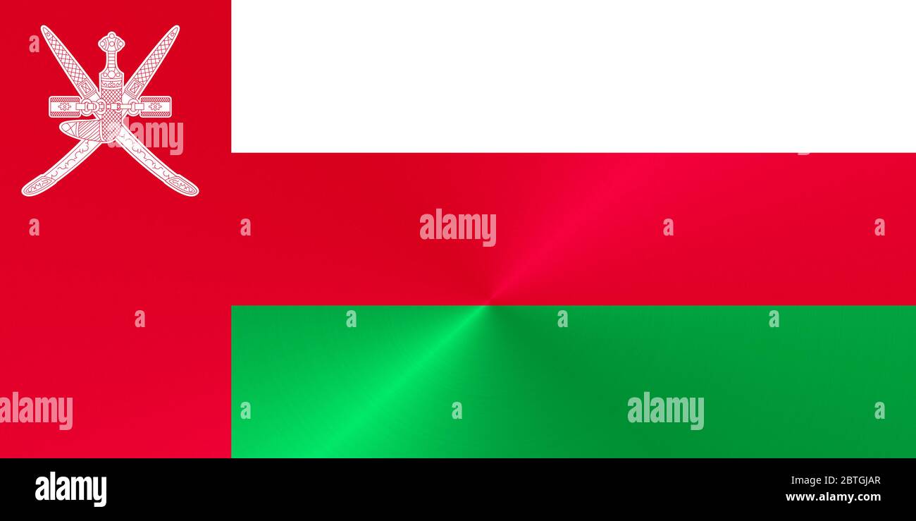 Flag of Oman in traditional colors and proportion. Metal texture. 3D ...