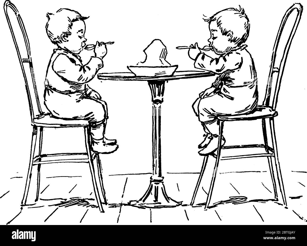 Two boys children eating Stock Vector Images - Alamy