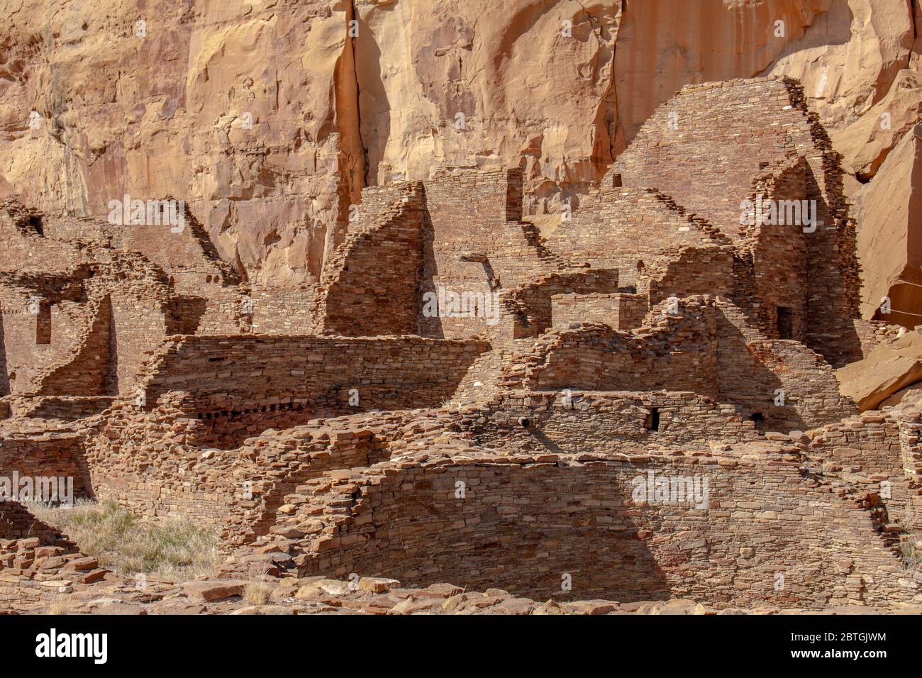 Chacoan ruins in desert canyon at Chaco Canyon National Historical Park ...