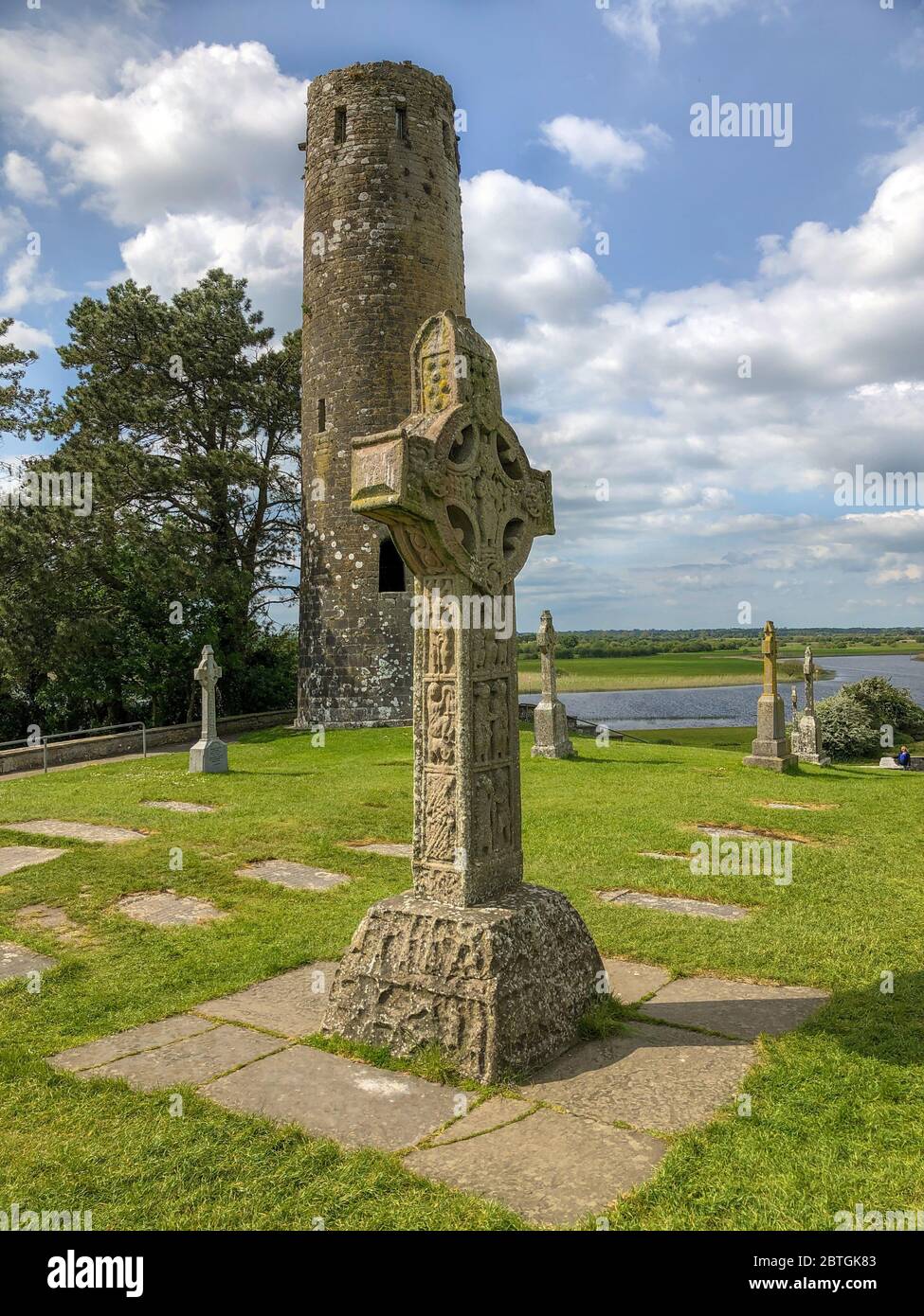 Clonmacnoise historic monastery ruins in County Offaly, Ireland Stock ...