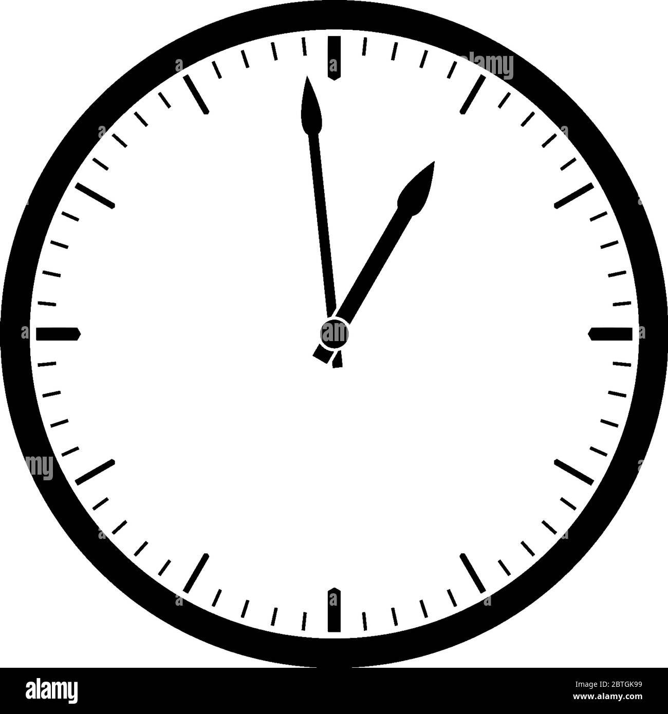 A 12-hour round wall clock with the hour and minute hand, displaying ...