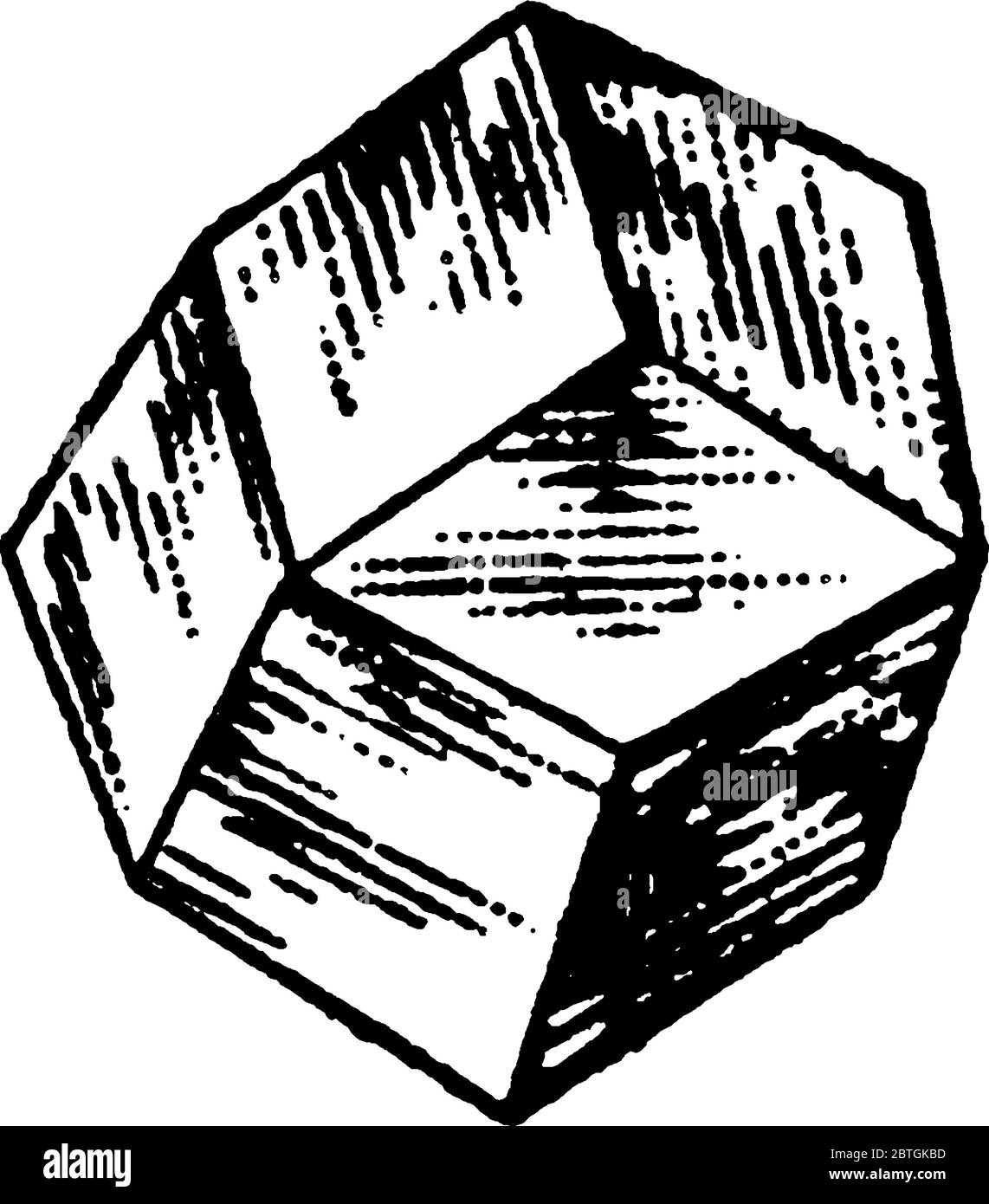 Represents, one crystalline form of diamond, vintage line drawing or ...