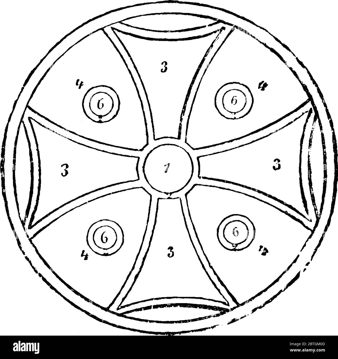 Image showing circular designs of a carpet, vintage line drawing or ...