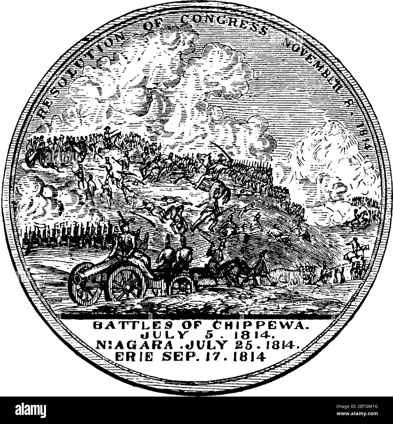 The back side of the James Miller's Medal. In 1814, Miller was Colonel ...