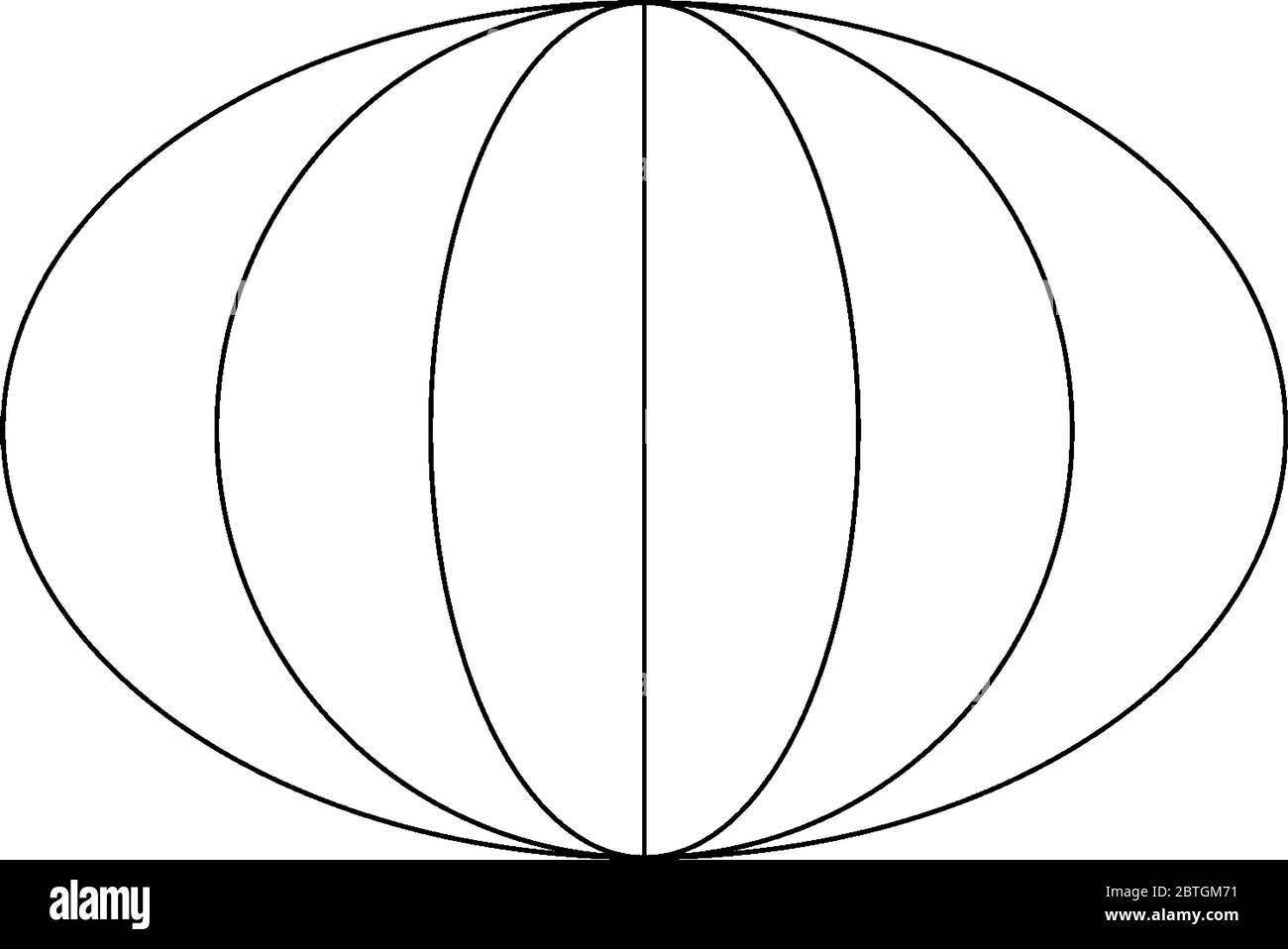 Three Concentric Ellipses with vertical line in center. The major axis ...