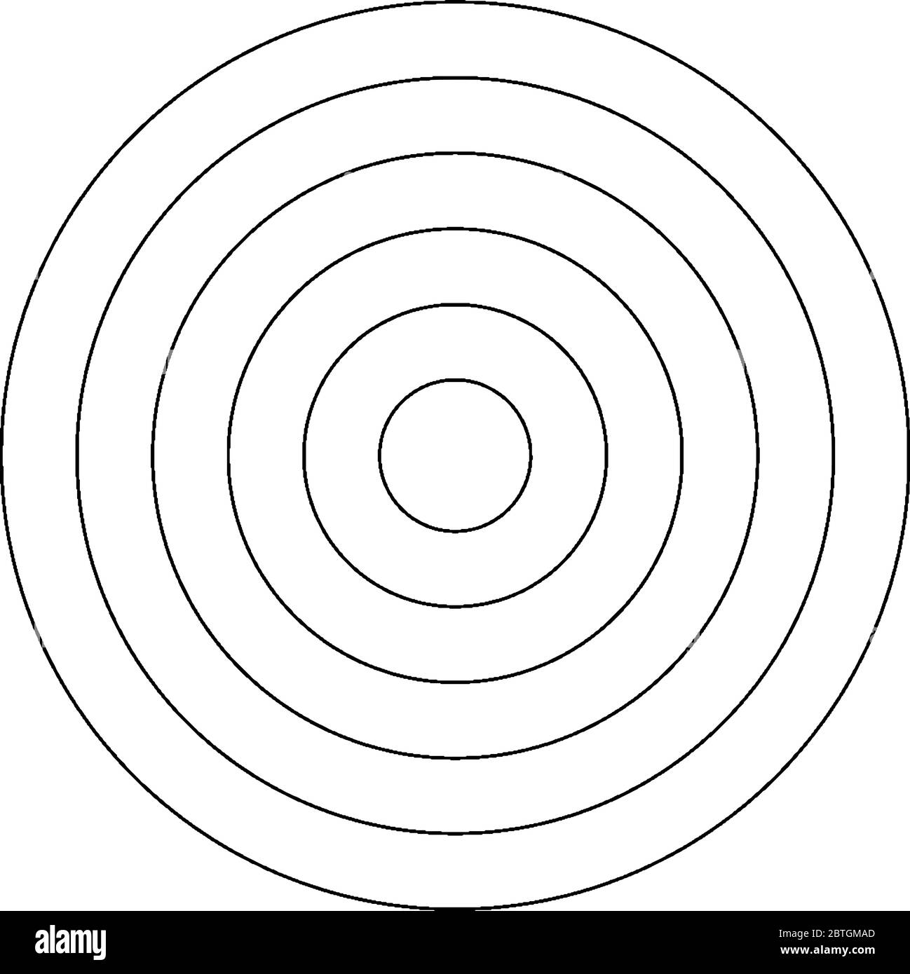 Six Circle with a common center and equal annulus between them, vintage ...