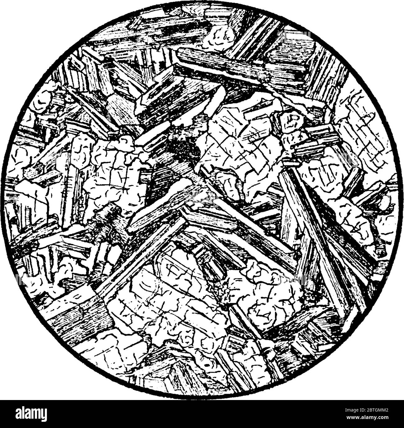 Bronzite diabase, showing lath-shaped plagioclase crystals, vintage ...
