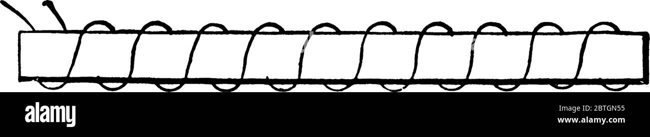 A rod with coil around, vintage line drawing or engraving illustration ...