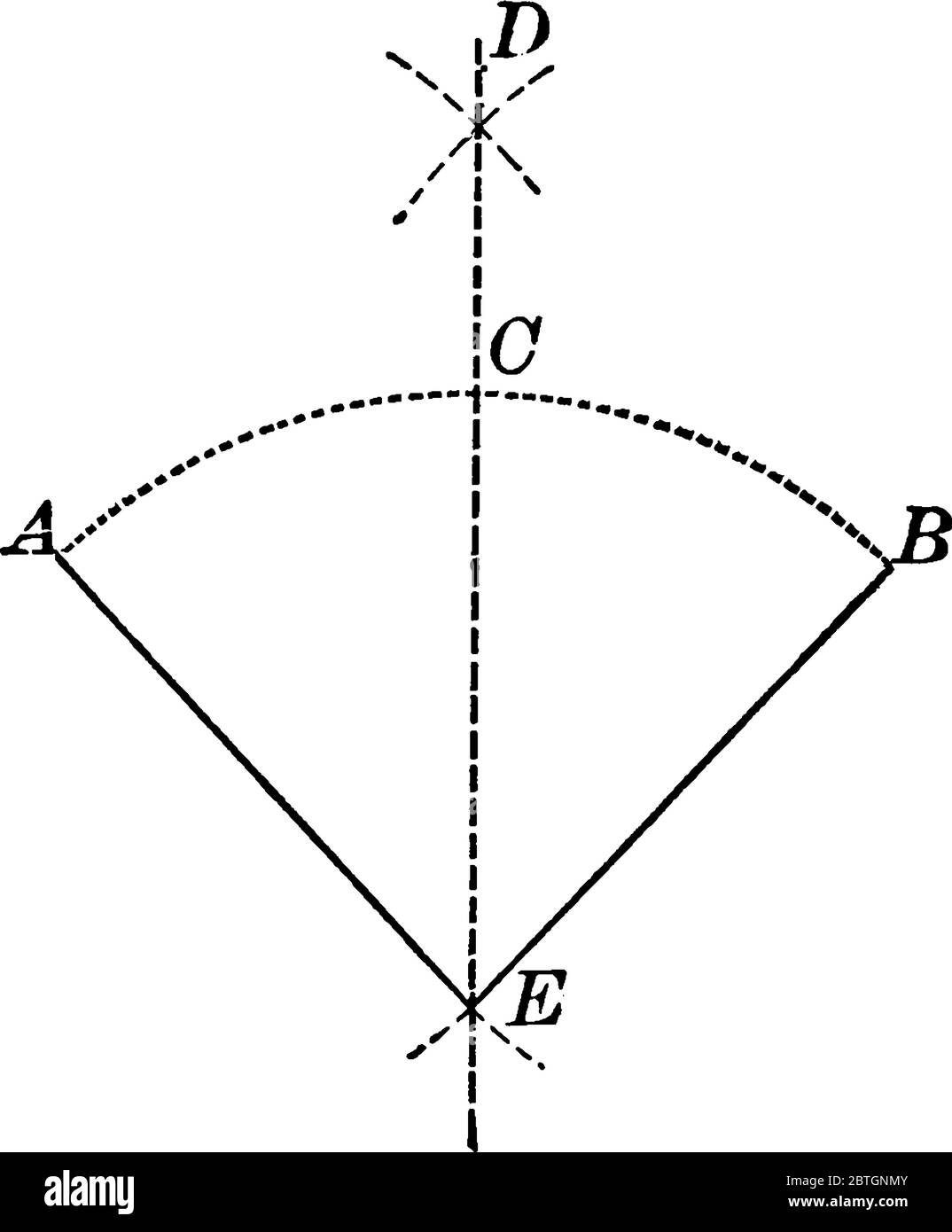 Dividing an angle between line EA and EB into two equal parts by a line ...