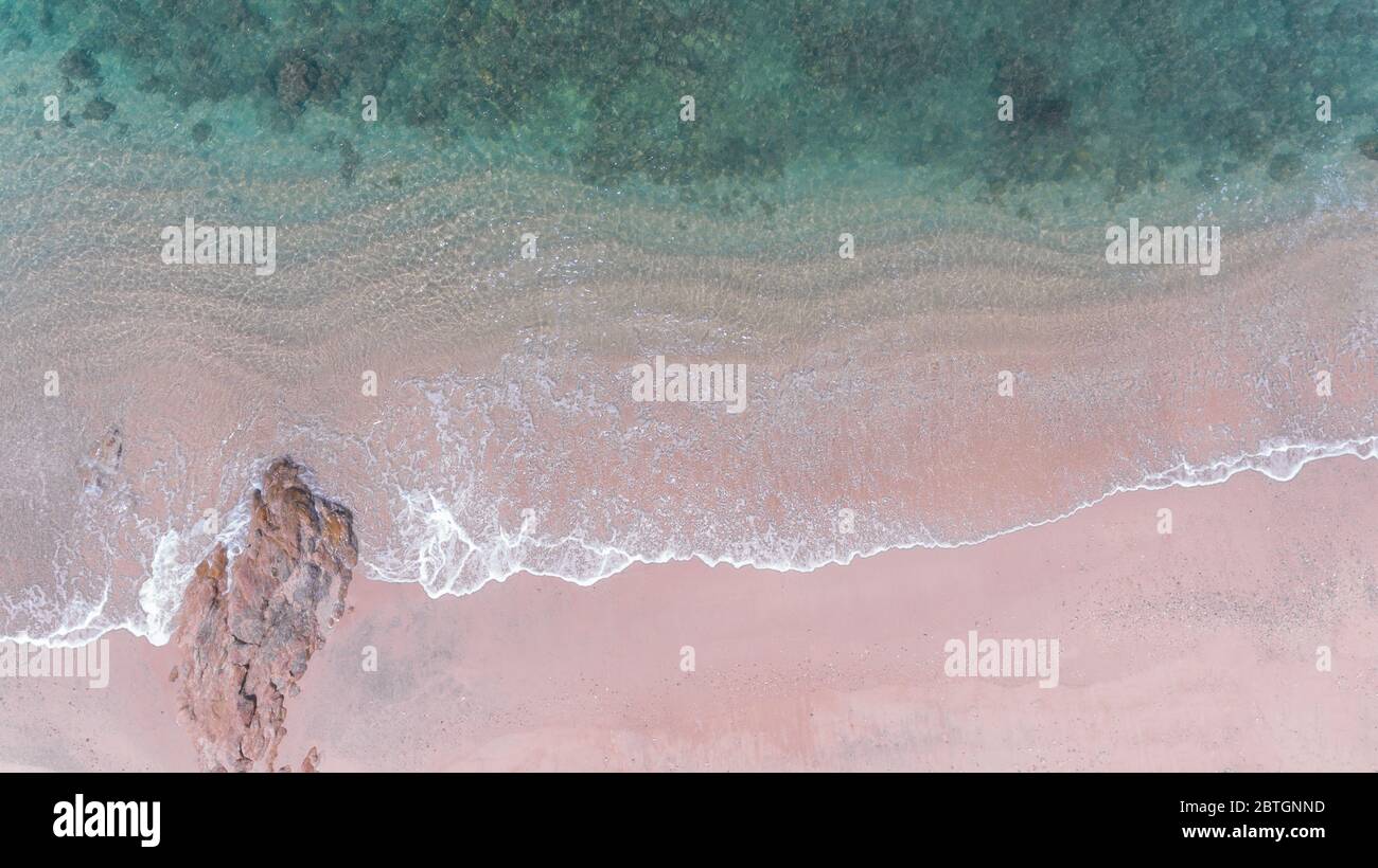 Aerial view of beach with sea wave Stock Photo - Alamy