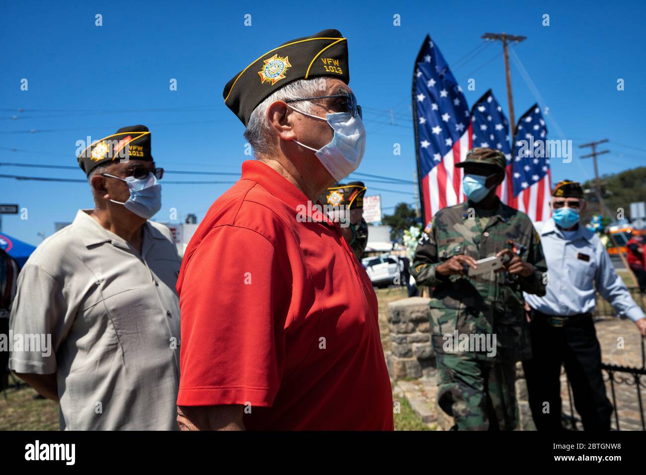 Veterans wearing face masks as a preventive measure against the spread ...