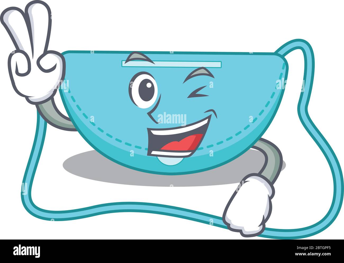 Happy sling bag cartoon design concept show two fingers Stock Vector ...