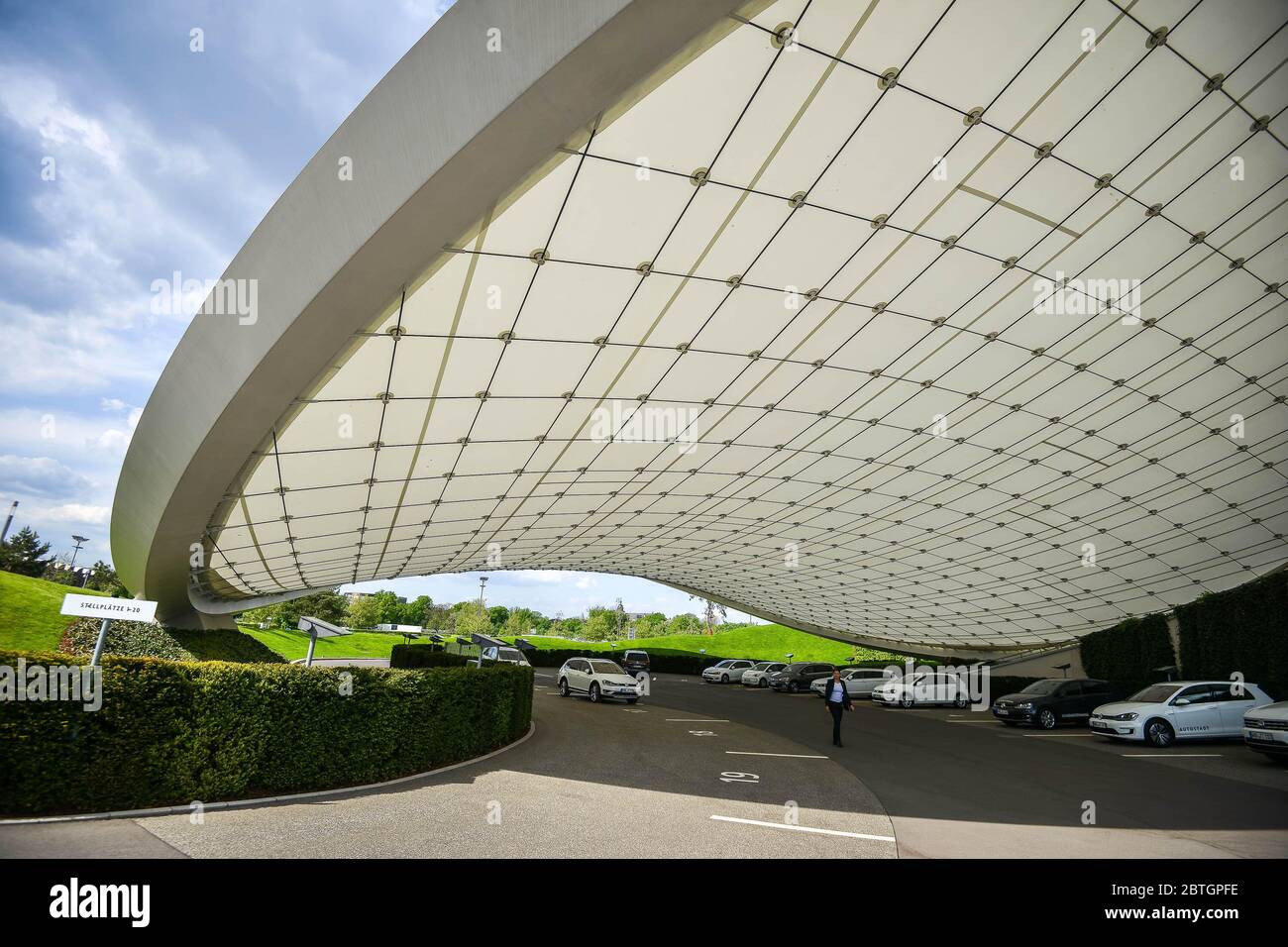 The Volkswagen/VW car construction Factory with the pipes of the ...