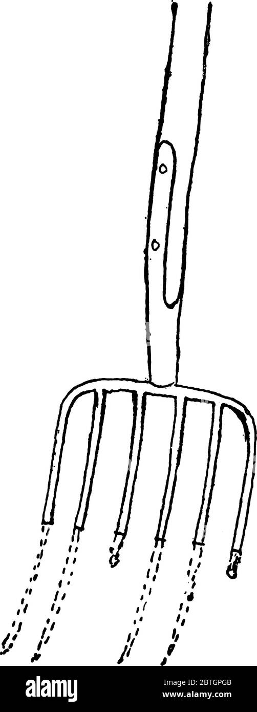 A Fork for gardening works, vintage line drawing or engraving ...