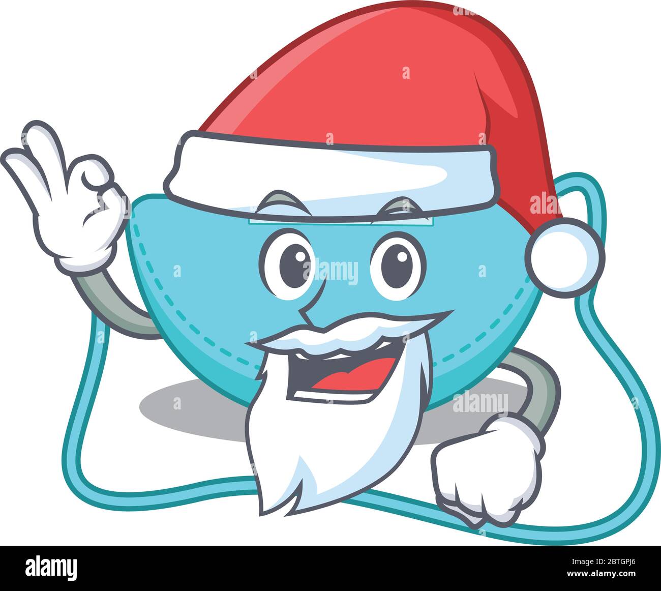 cartoon character of sling bag Santa having cute ok finger Stock Vector ...