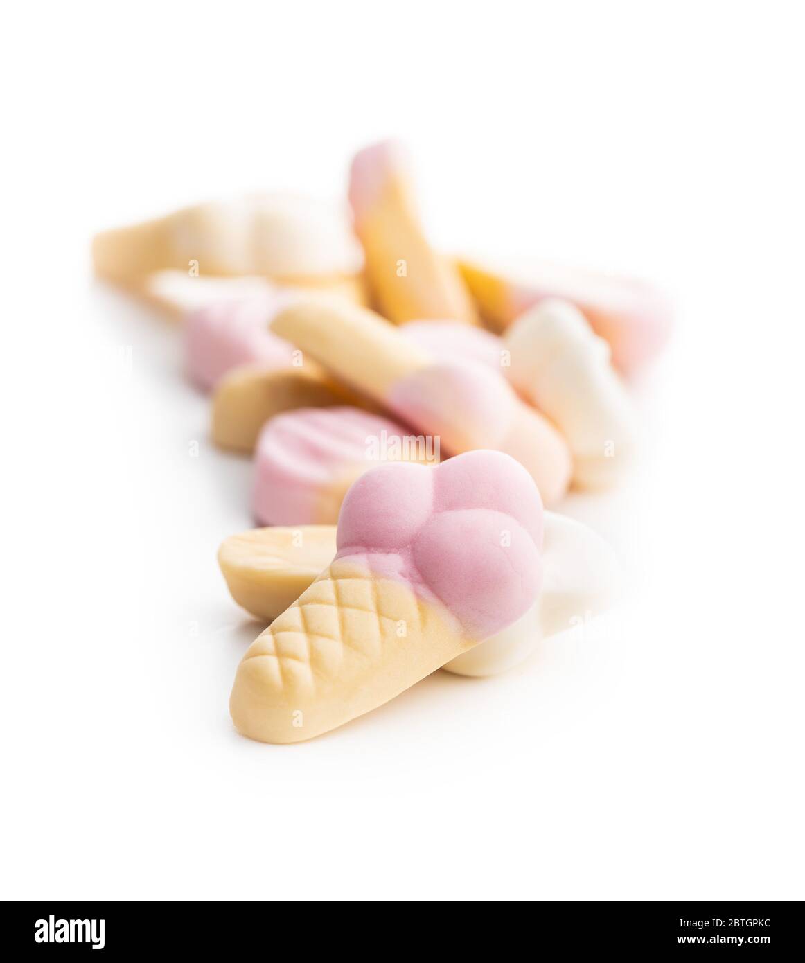 Jelly candy shape ice cream. Gummy bonbons isolated on white background ...
