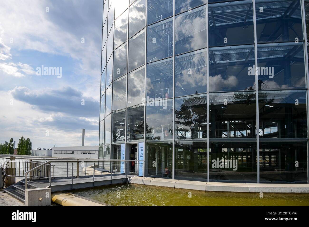 The Volkswagen/VW car construction Factory with the pipes of the ...
