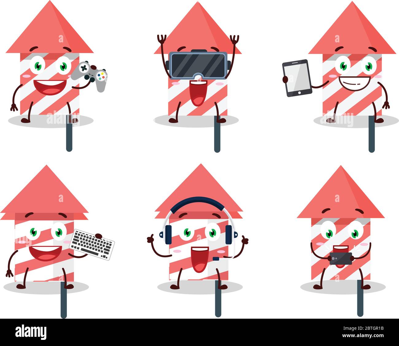 Fire cracker cartoon character are playing games with various cute ...