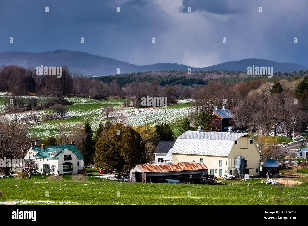 Springtime comes to the rural landscape of the state of Vermont, New ...