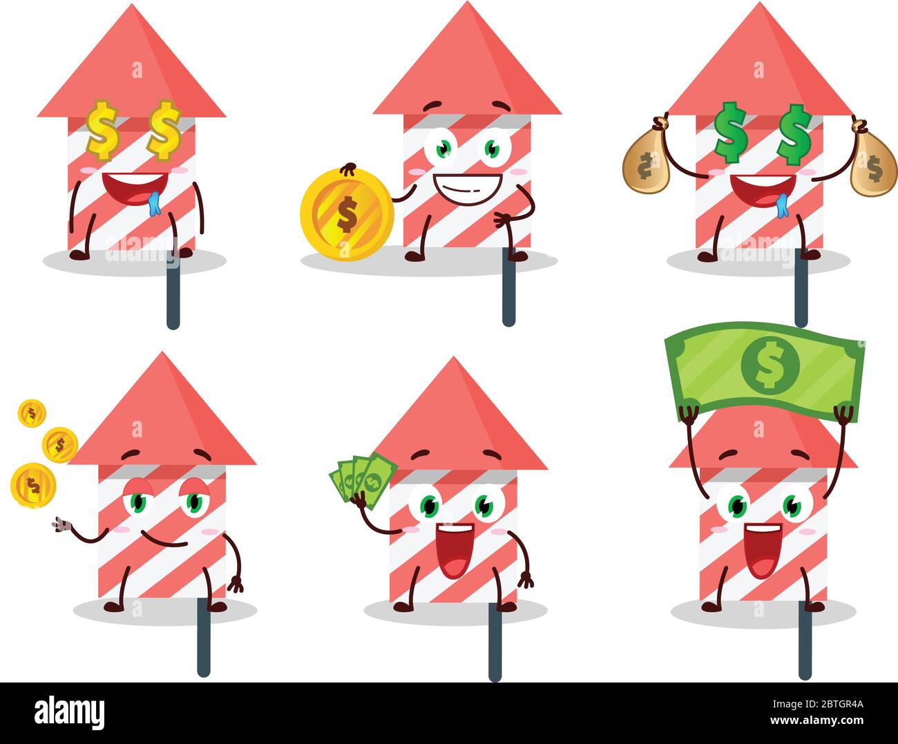 Fire cracker cartoon character with cute emoticon bring money Stock ...