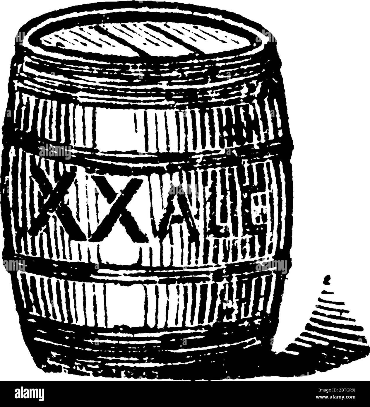 Barrel is a cylindrical wooden container with slightly bulging sides ...