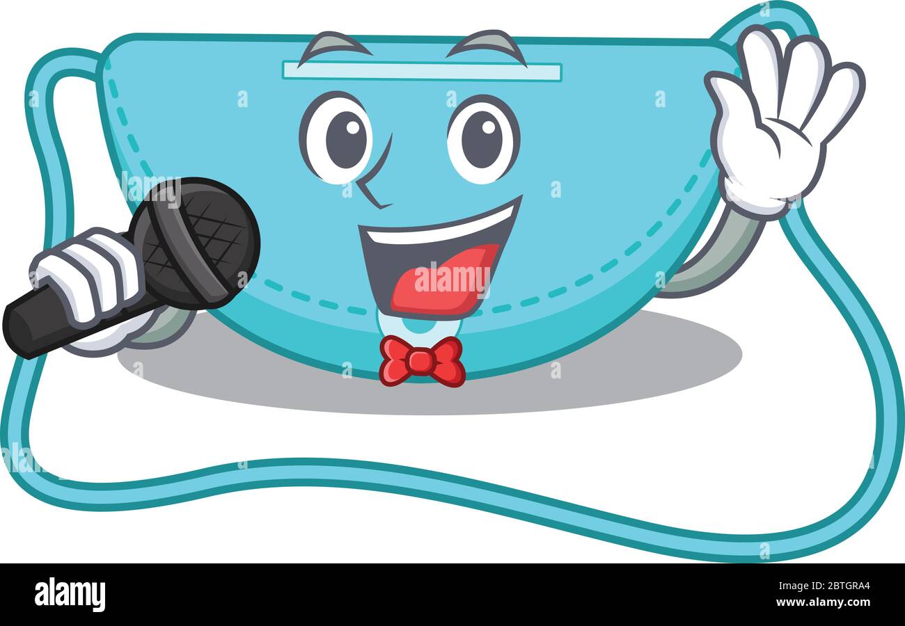 cartoon character of sling bag sing a song with a microphone Stock ...