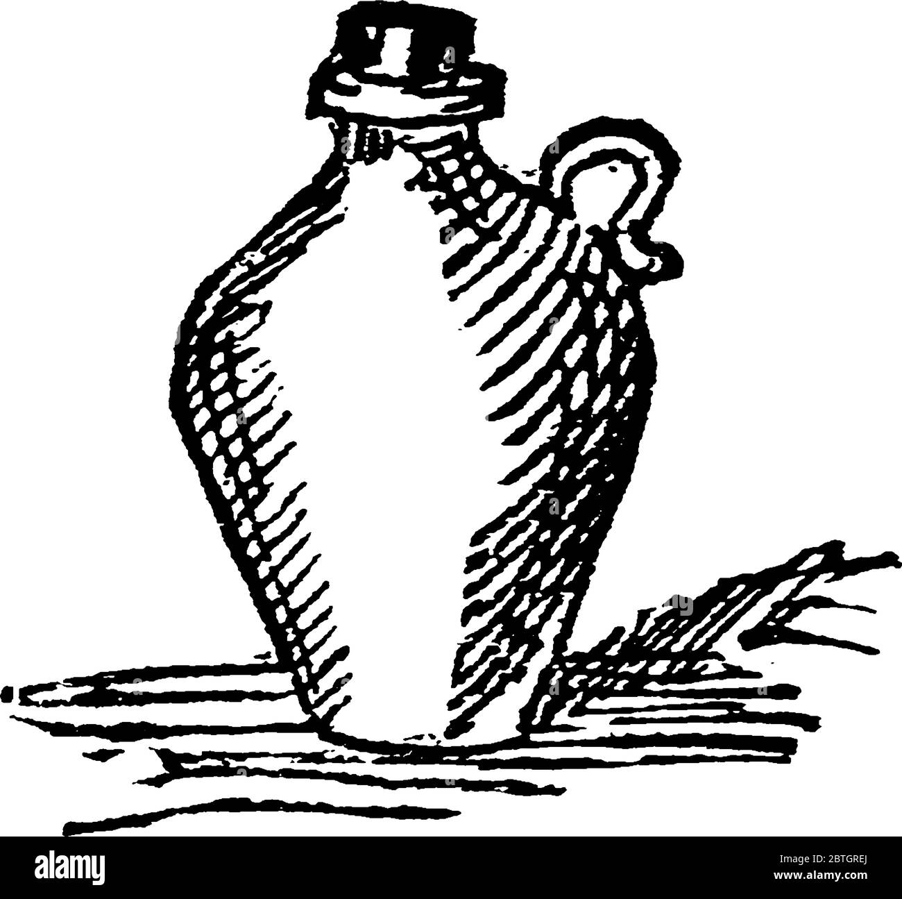 A typical representation of a jug, a vessel with a swelling belly and ...