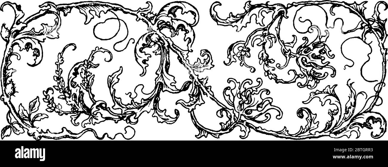 A floral motif, the bold pattern that is repeated in a design, vintage ...