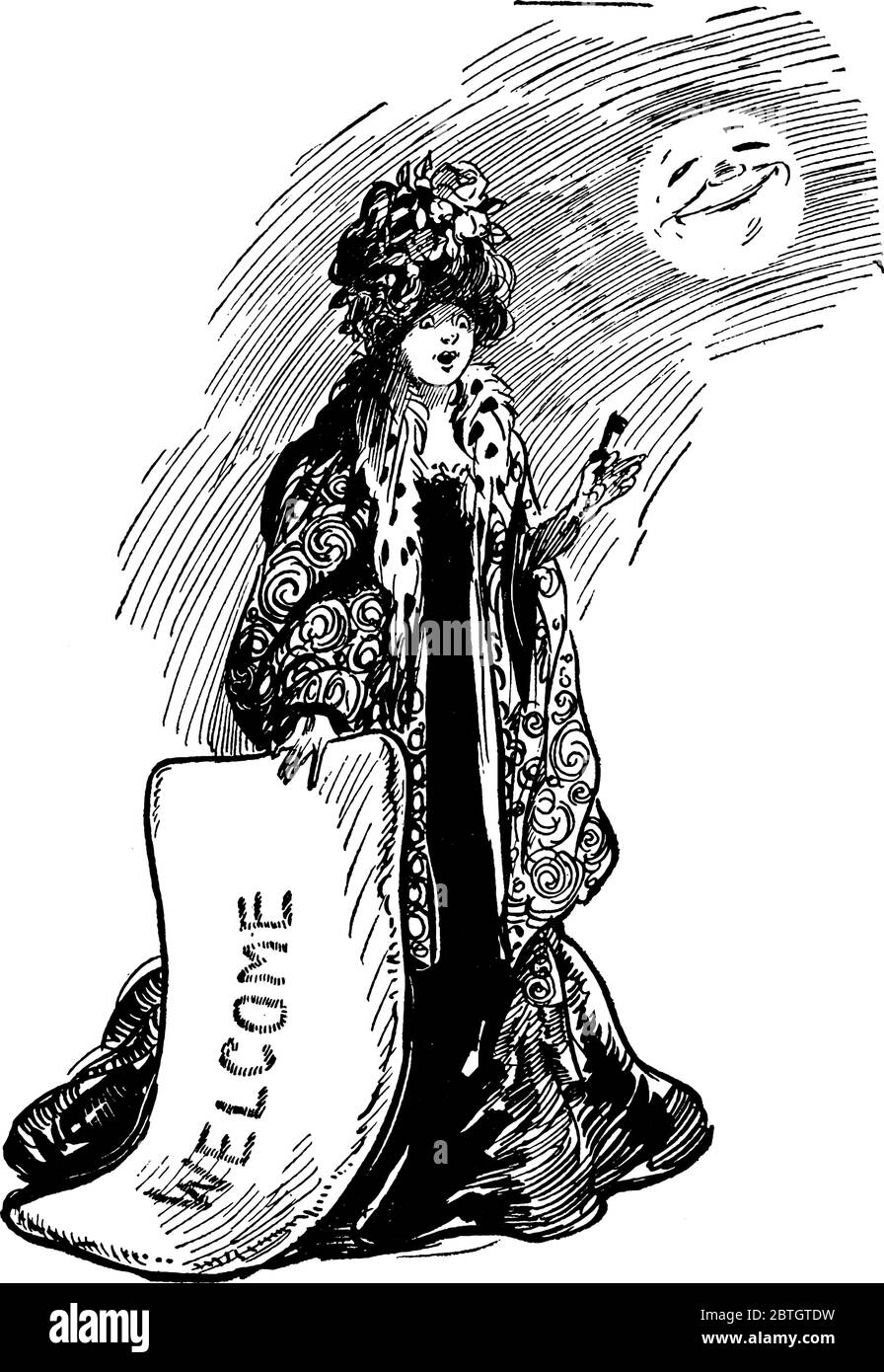 Cartoon showing image of a women holding welcome mats in her hands ...