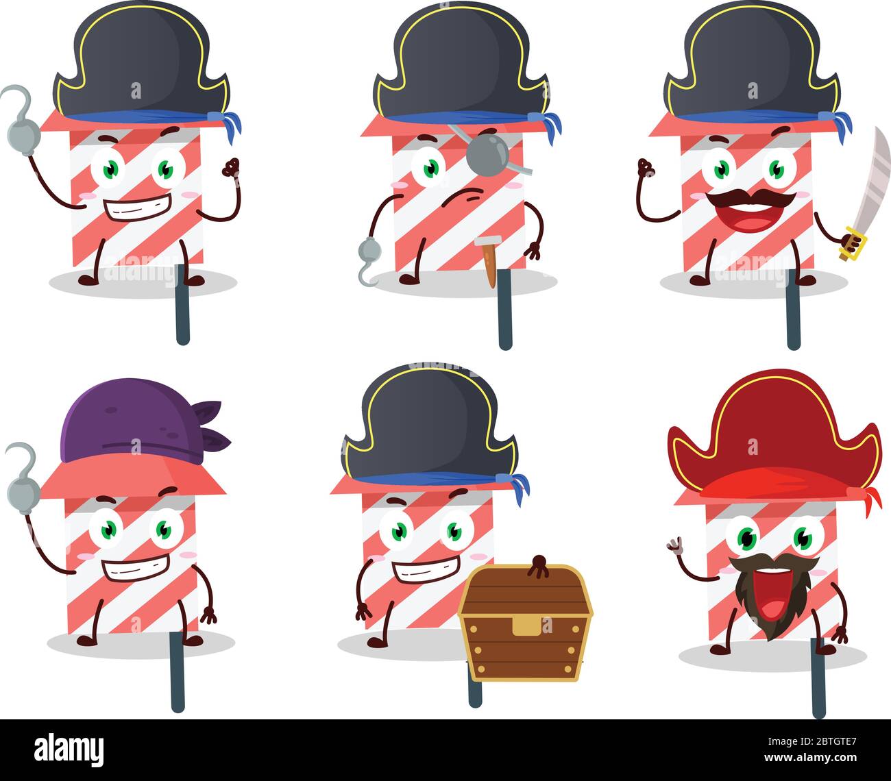 Cartoon character of fire cracker with various pirates emoticons Stock ...