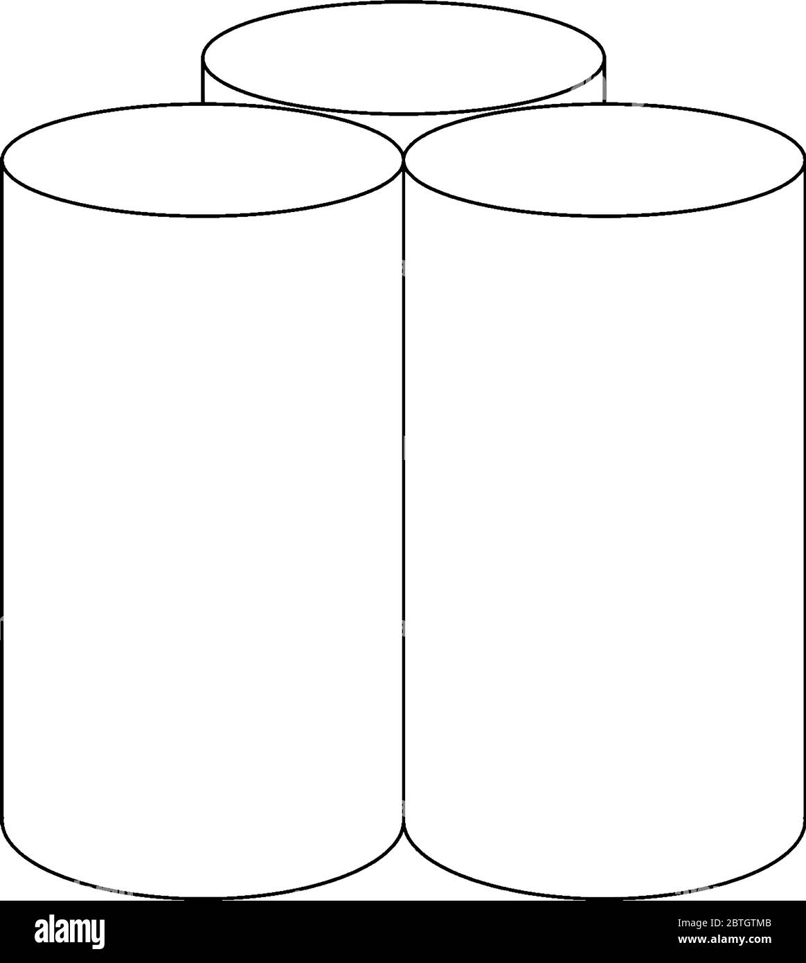 Three parallel circular Cylinder placed together as their curved sides ...