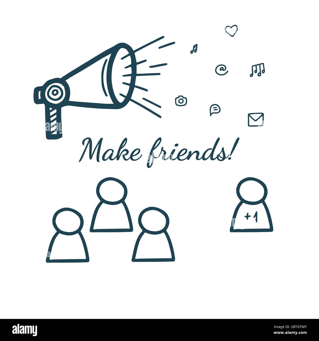 Social media, make friends. Vector illustration in cute style Stock ...