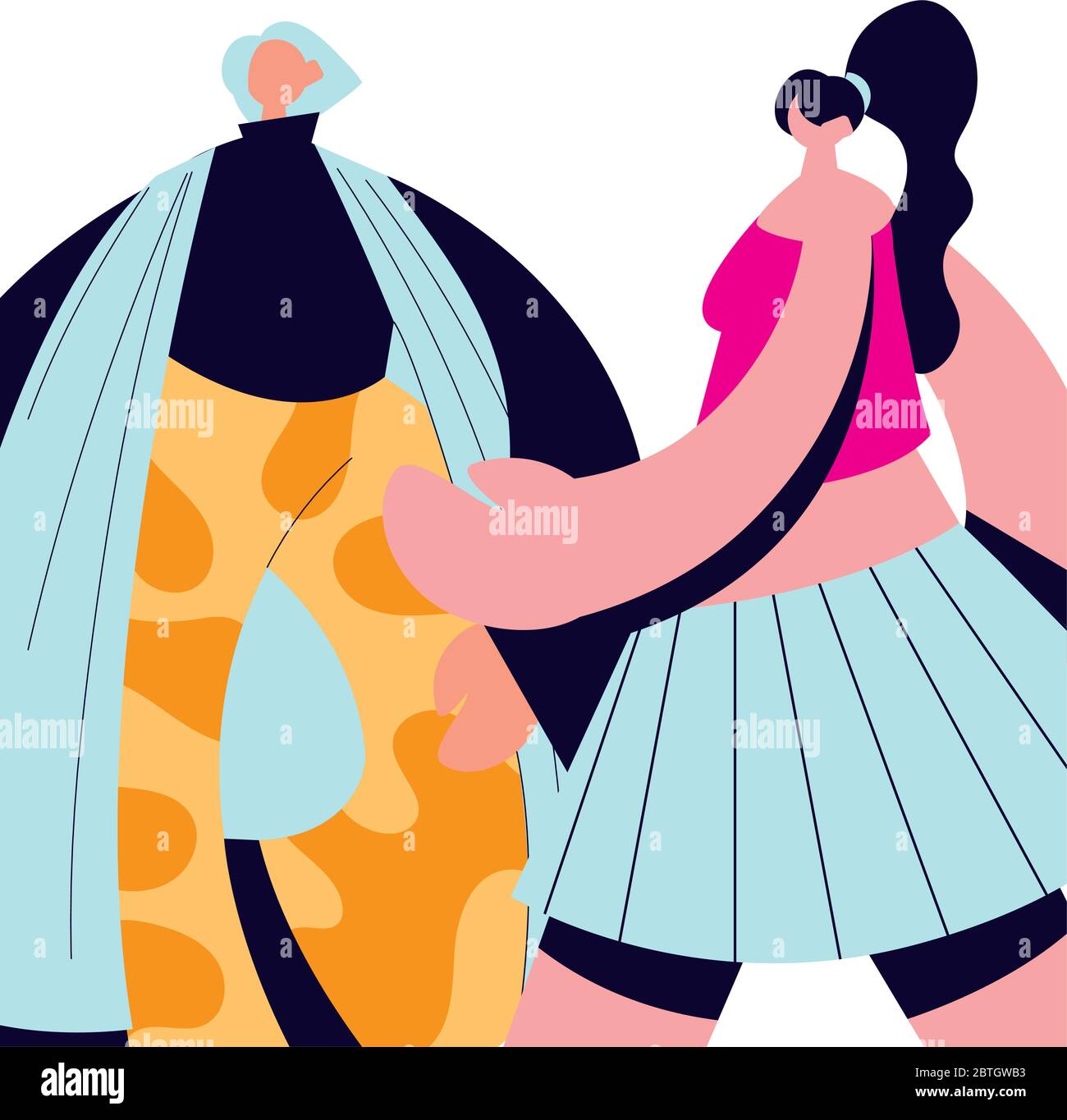 Urban women cartoons with casual cloth design, girl female person ...