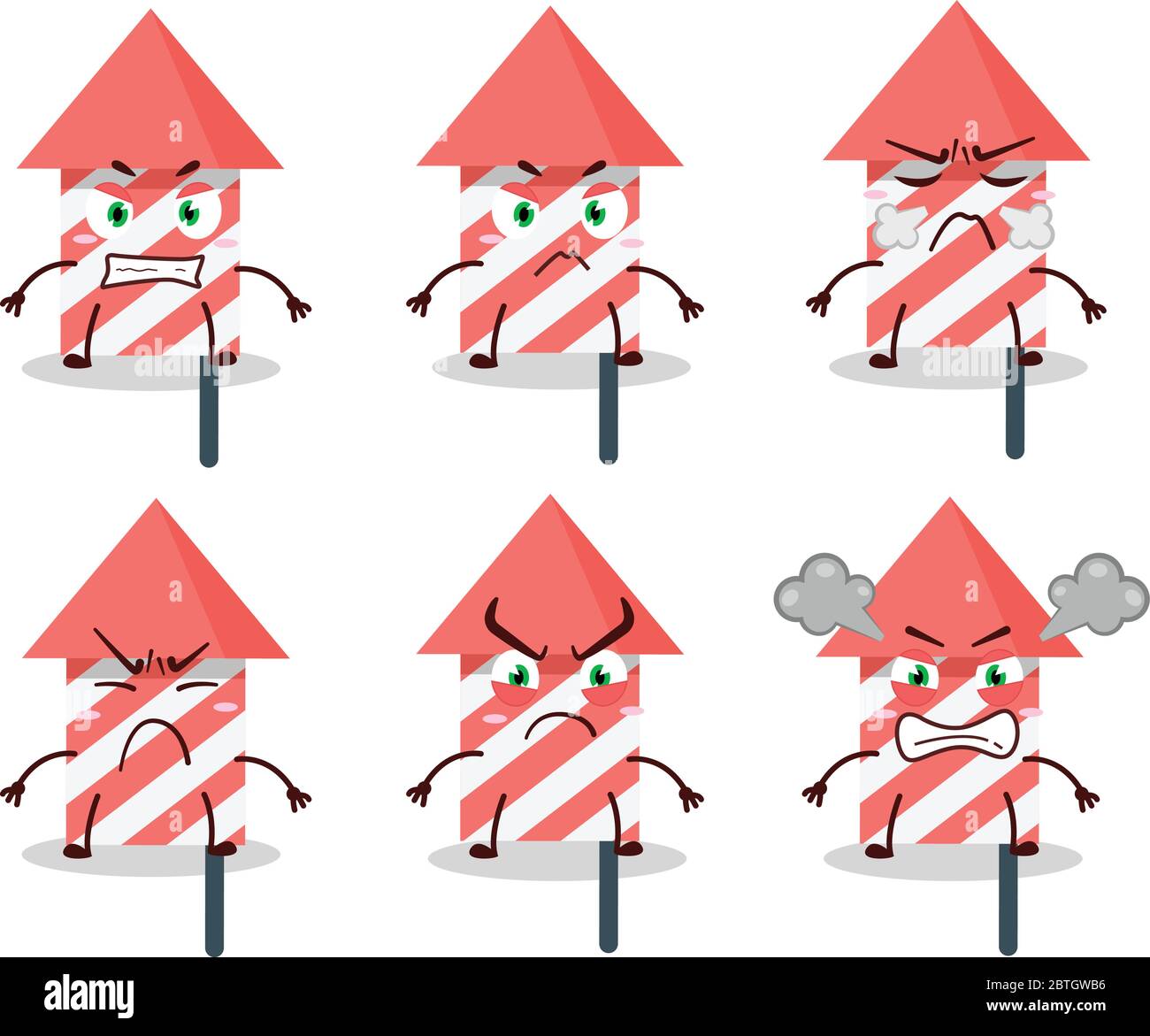 Fire cracker cartoon character with various angry expressions Stock ...