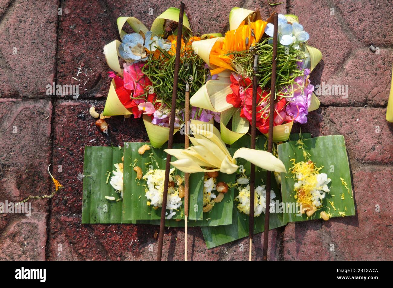 Sacrificial offering set balinese and indonesian style rite offer to ...