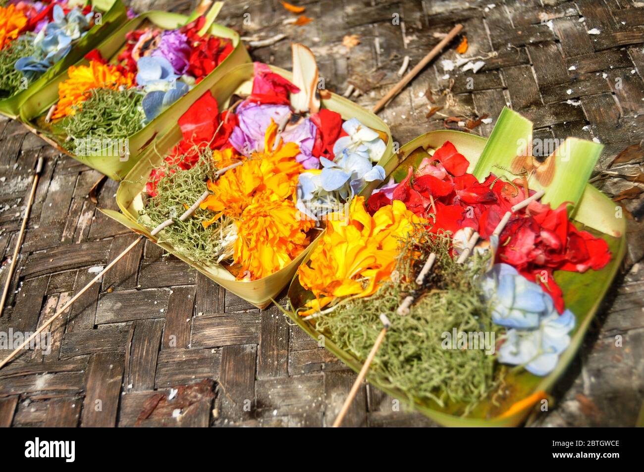 Sacrificial offering set balinese and indonesian style rite offer to ...